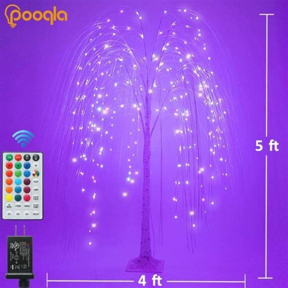 led light | Holiday | 24 Led 5ft Colorful Lighted Willow Tree Rgb Led ...